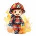 Watercolor Firefighter Clipart, Cute Graphics Nursery Clipart Children ...