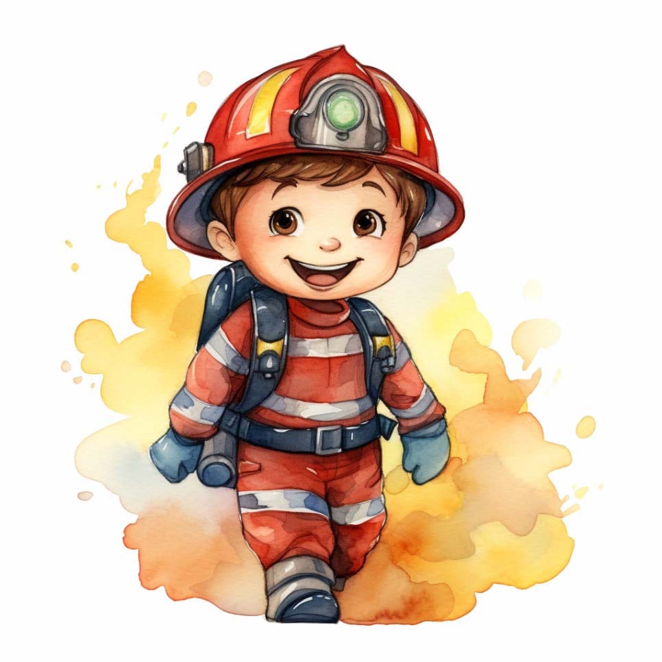 Watercolor Firefighter Clipart Cute Graphics Nursery Clipart - Etsy