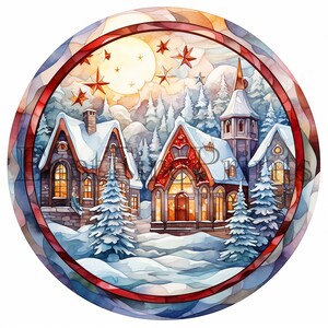 100 Christmas Stained Glass Clipart, High Quality Pngs, Holiday Festive ...