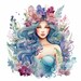 Watercolor Floral Mermaid Clipart High Quality JPG Cute - Etsy