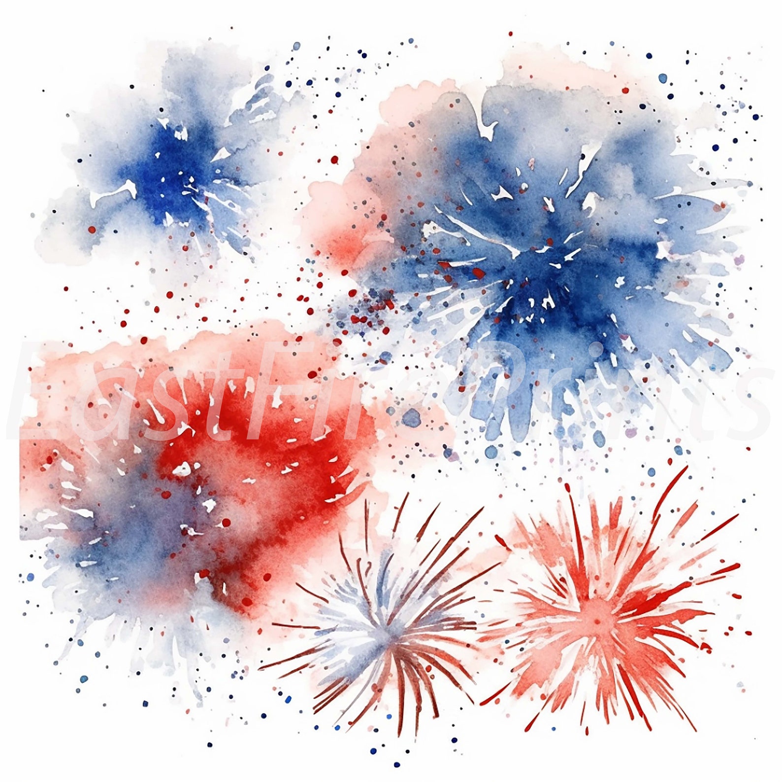 Watercolor Firework Clipart Set of 10 Patriotic Fireworks - Etsy
