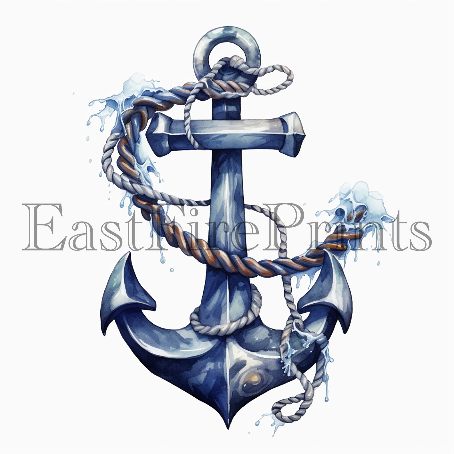Watercolor Nautical Decor Clipart PNG Files, High Quality Anchor and ...