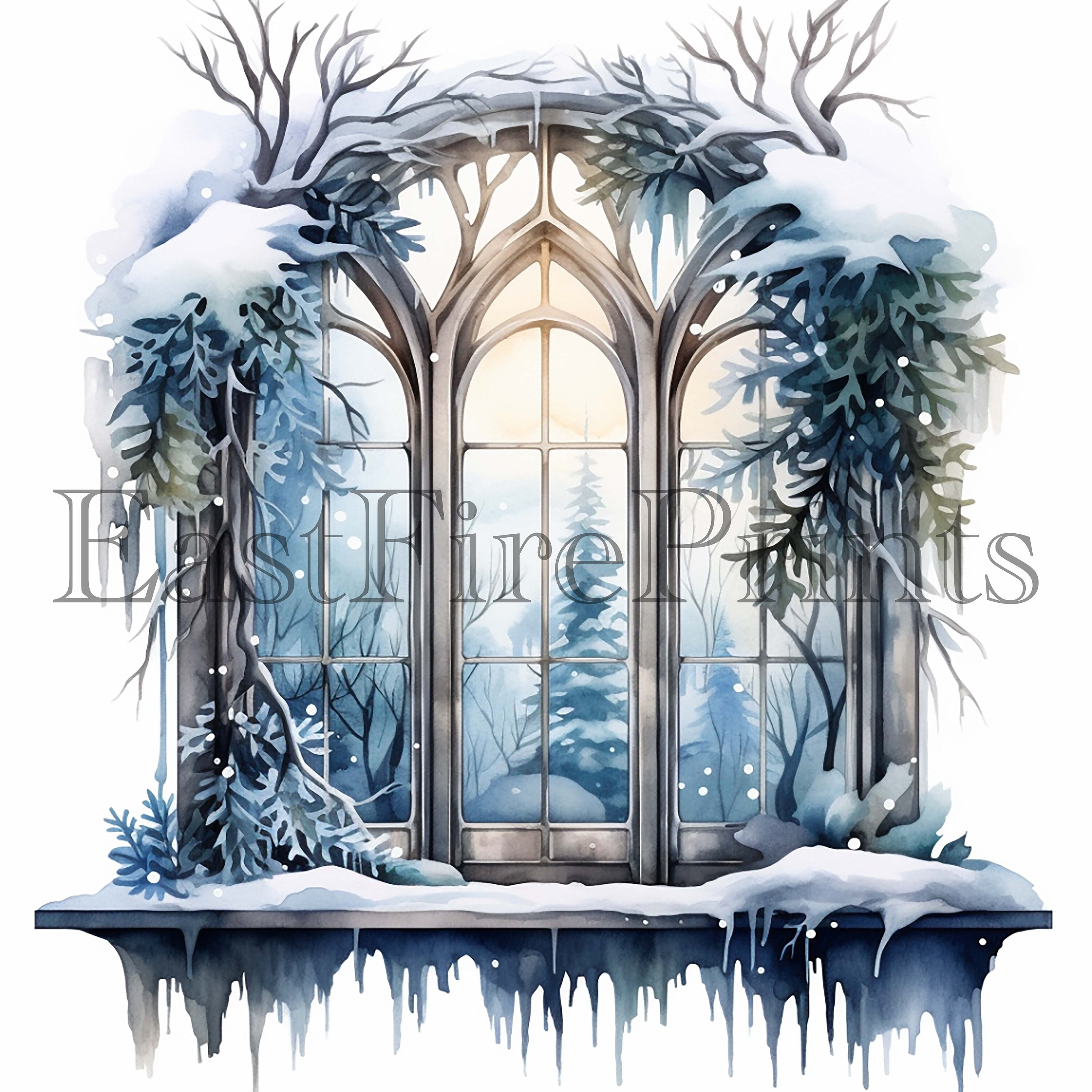 20 Icy Window Watercolor Clipart High Quality Png Files - Etsy