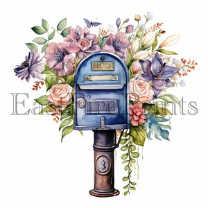 Watercolor Floral Mailboxes Clipart PNG, Cute Rustic Post Boxes Mailbox ...