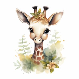 Watercolor Cute Giraffe Clipart, Baby Animal Clipart, Safari Nursery ...