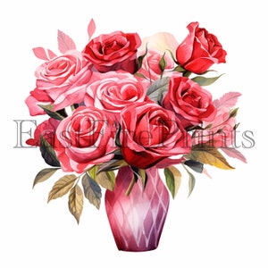 Watercolor Valentine Rose Clipart, High Quality Png, Valentine ...