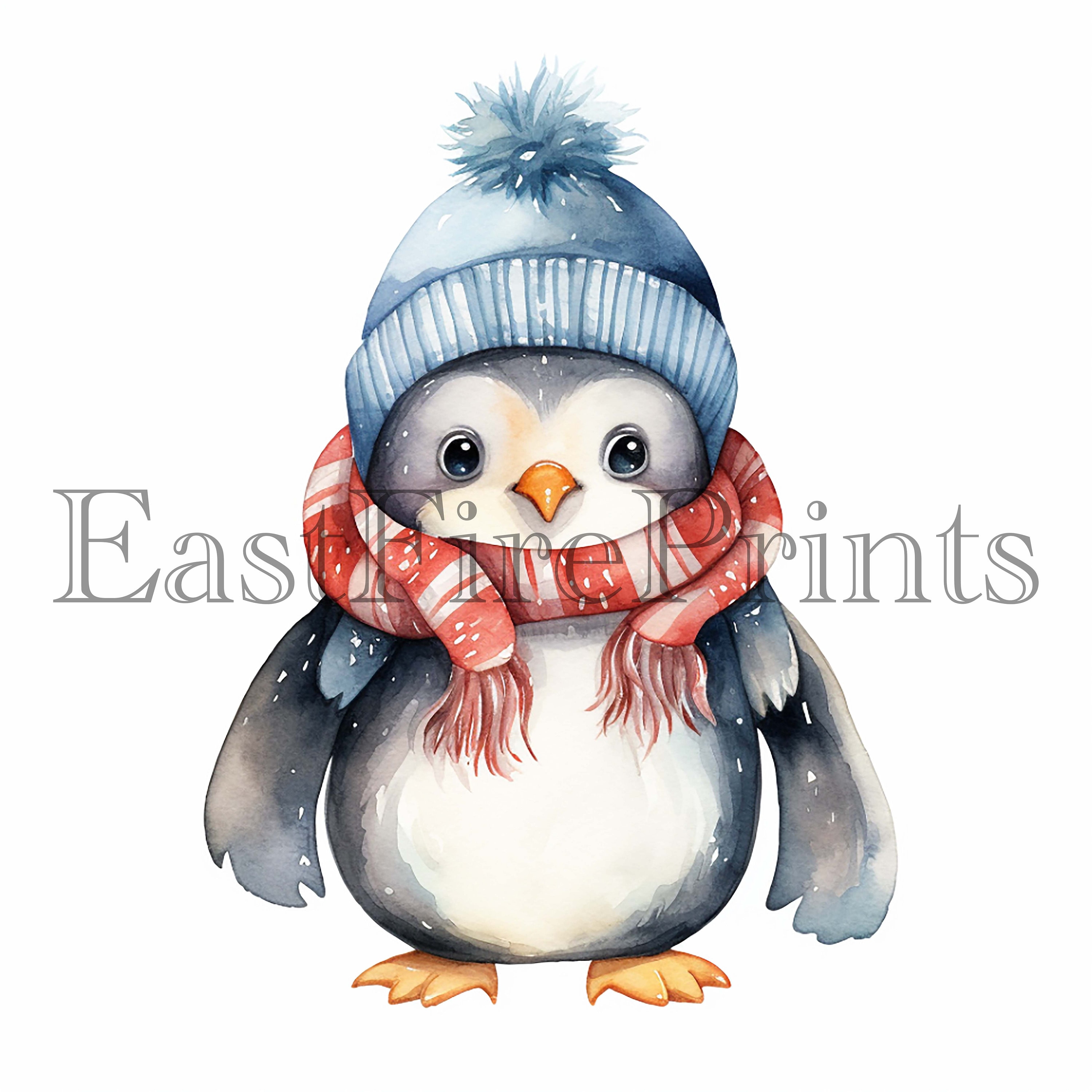 Watercolor Christmas Penguin Clipart High Quality Png Clip - Etsy