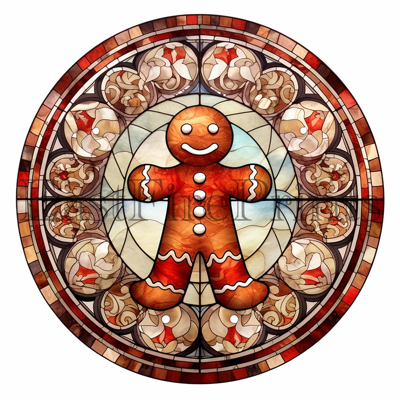 20 Gingerbread Man Stained Glass Clipart Christmas Bundle - Etsy