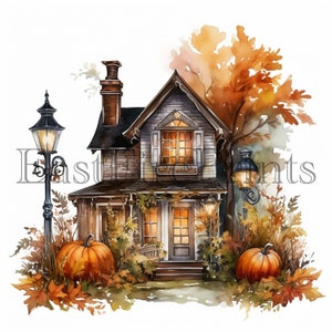 Watercolor Fall Autumn House Clipart, High Quality Png Clip Art ...