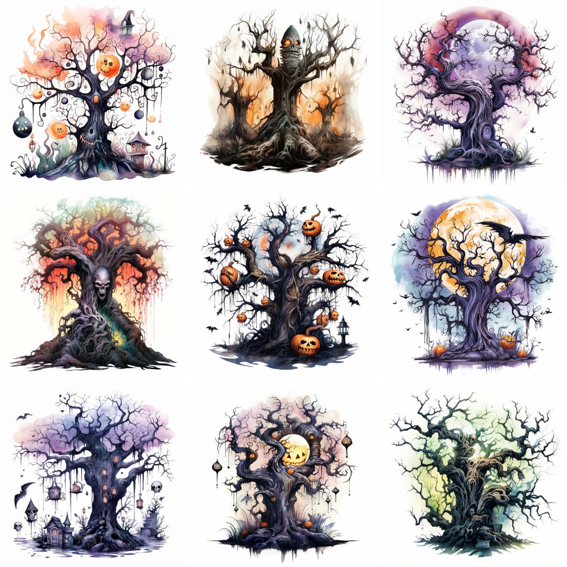 Haunted Tree Clipart High Quality Png Halloween Clipart - Etsy