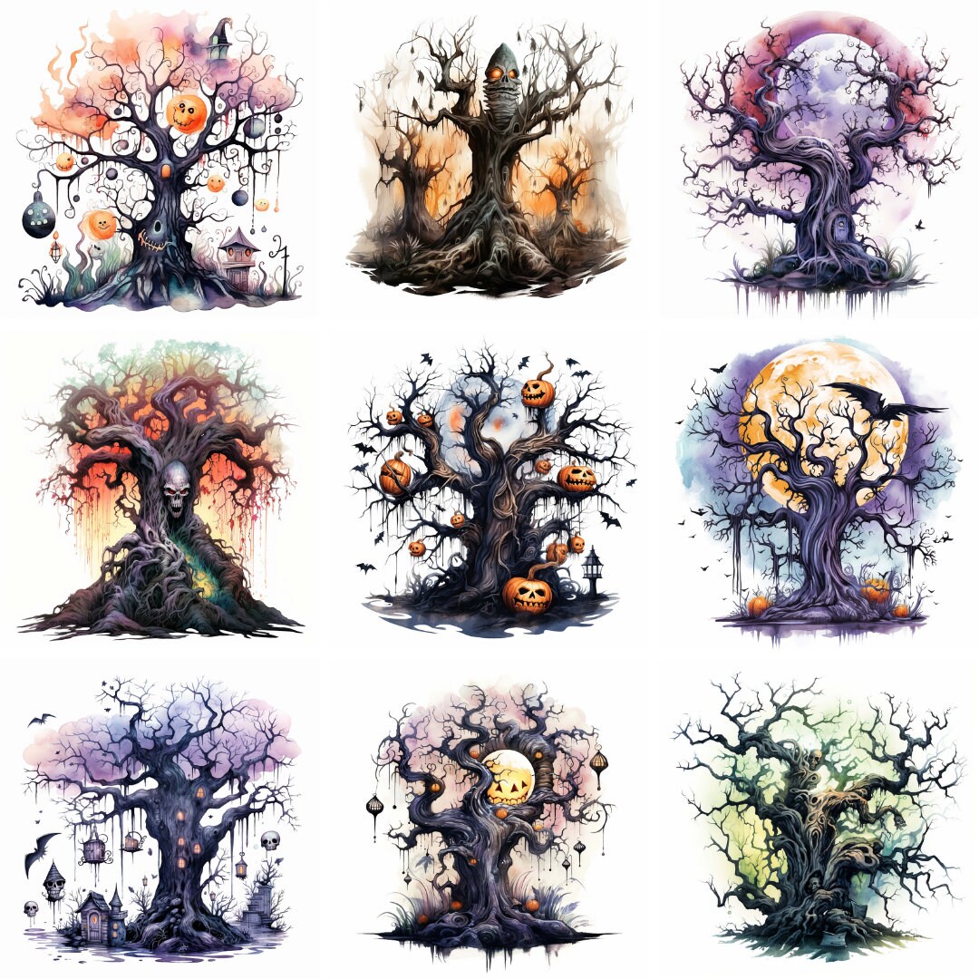 Haunted Tree Clipart High Quality Png Halloween Clipart - Etsy