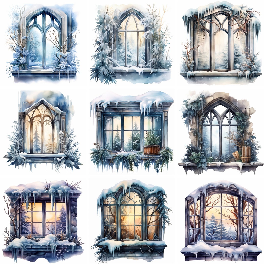 20 Icy Window Watercolor Clipart High Quality Png Files - Etsy