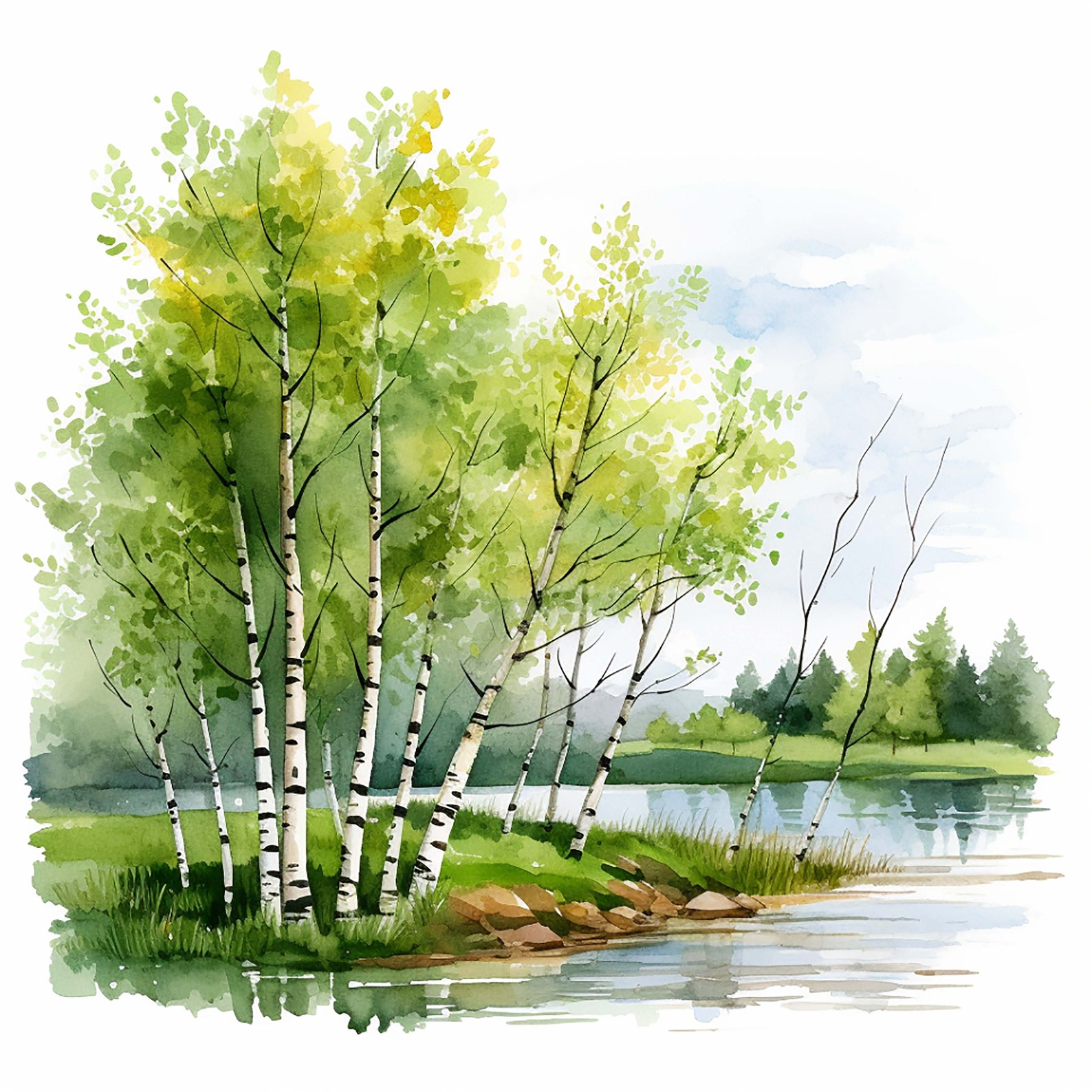 Spring Birch Trees Clipart High Quality PNG Spring Graphics - Etsy