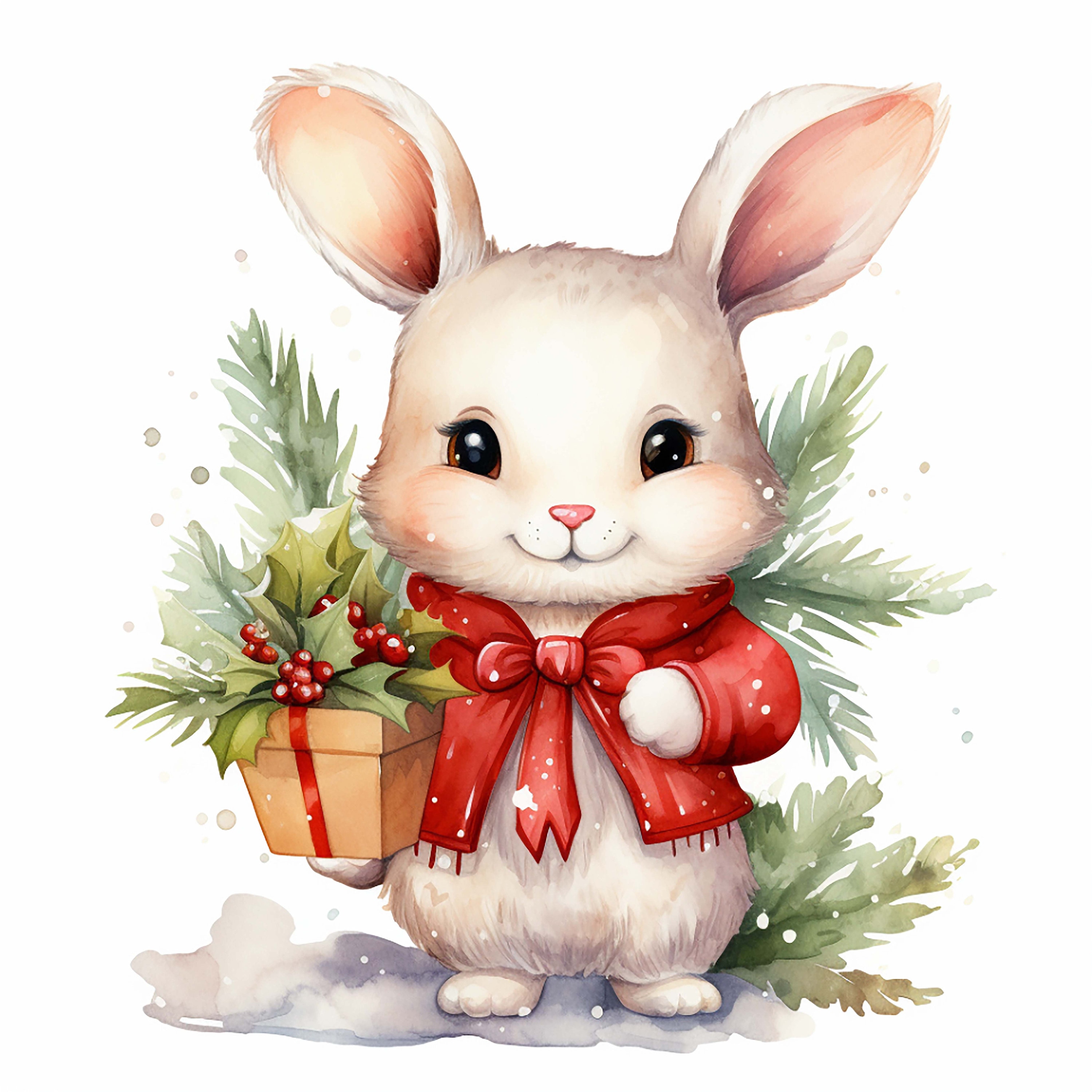 Christmas Bunny Clipart High Quality Png Christmas Clipart - Etsy