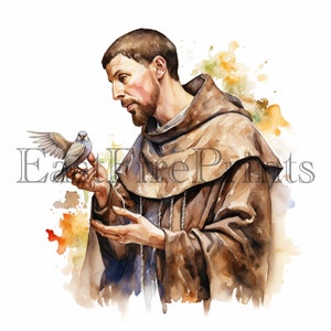 20 Saint Francis of Assisi Clipart, Watercolor Clipart, Saint Art ...