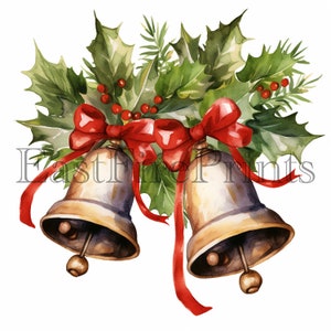 Watercolor Christmas Bells Clipart PNG Files, High Quality Xmas Clip ...