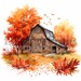 Watercolor Autumn Barn Clipart, High Quality Png, Fall Halloween Cute ...