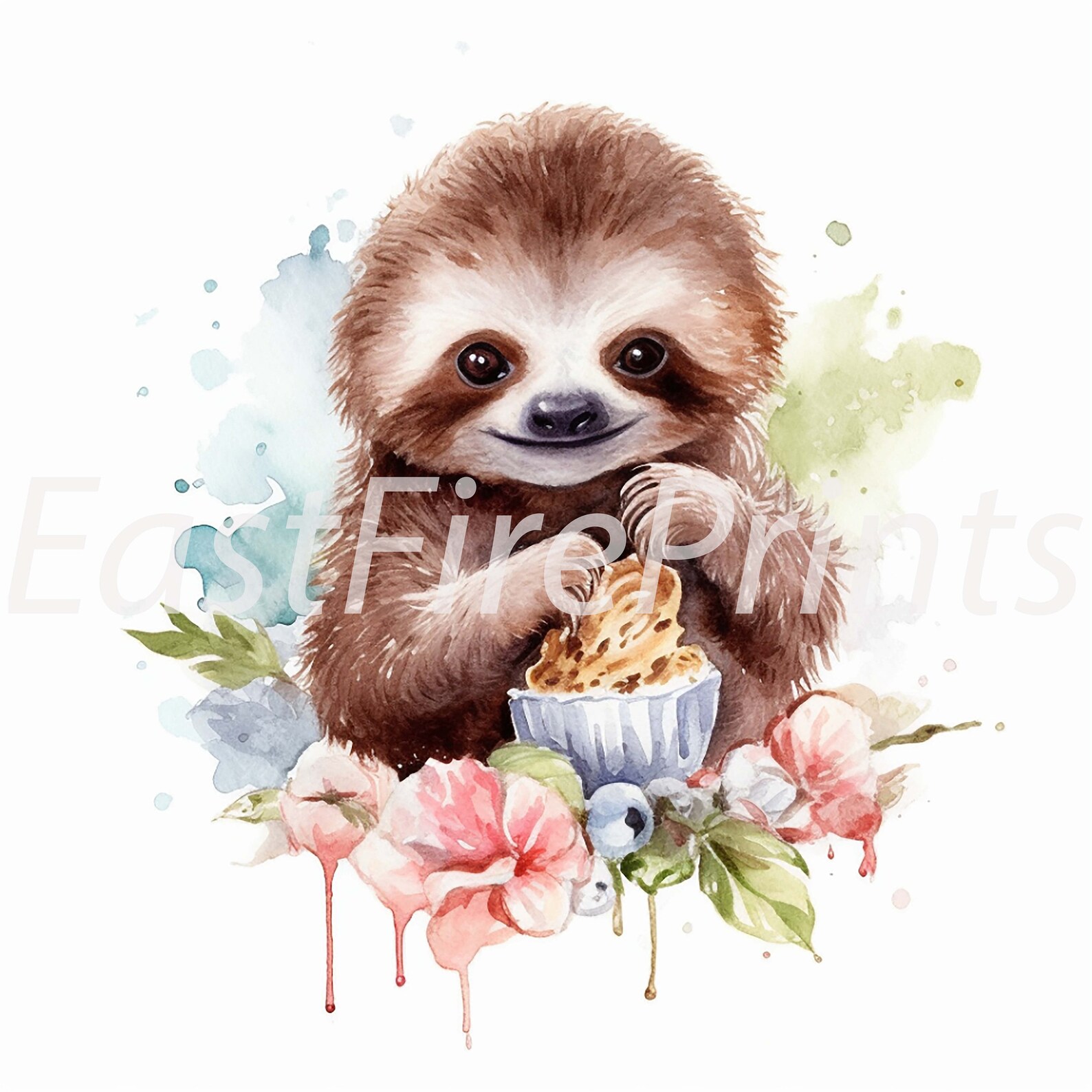 20 Watercolor Baby Sloth Clipart Set Cute Sloth Clipart - Etsy