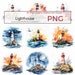 20 Watercolor Lighthouse Clipart Bundle Coastal Illustrations Digital ...