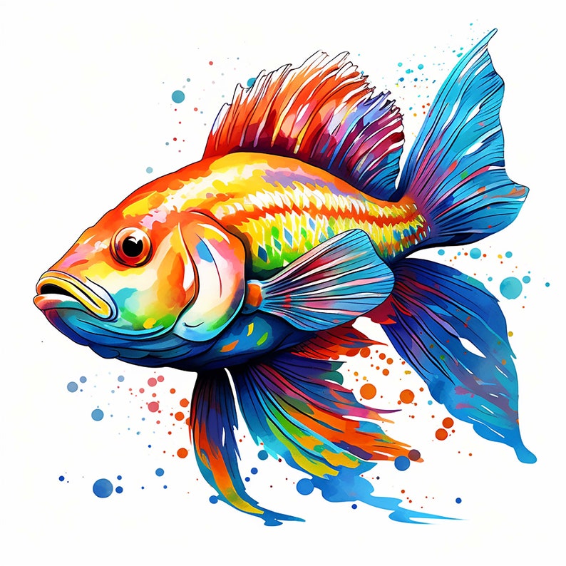 Pop Art Fish Clipart Fish Png Colorful Fish Clipart Pop Art - Etsy UK