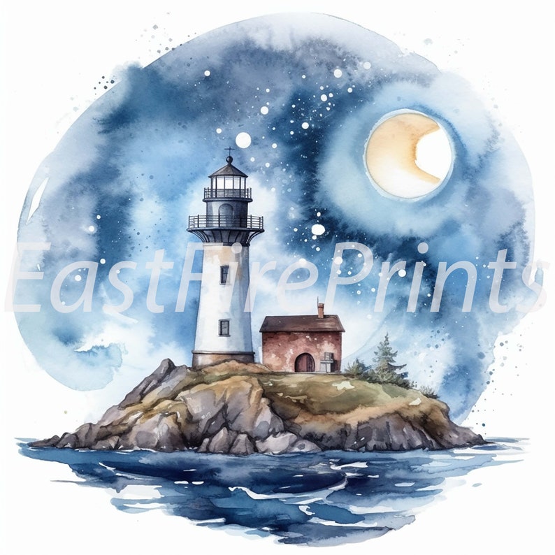 20 Watercolor Lighthouse Clipart Bundle Coastal Illustrations Digital ...