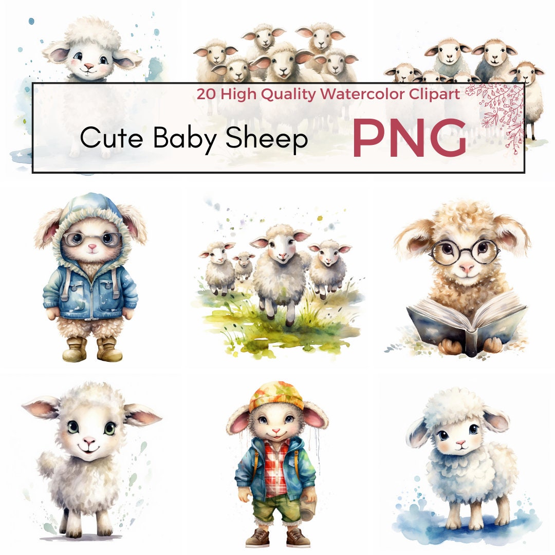 Cute Baby Sheep Clipart, High Quality, Nursery Clipart, Sheep PNG, Farm ...