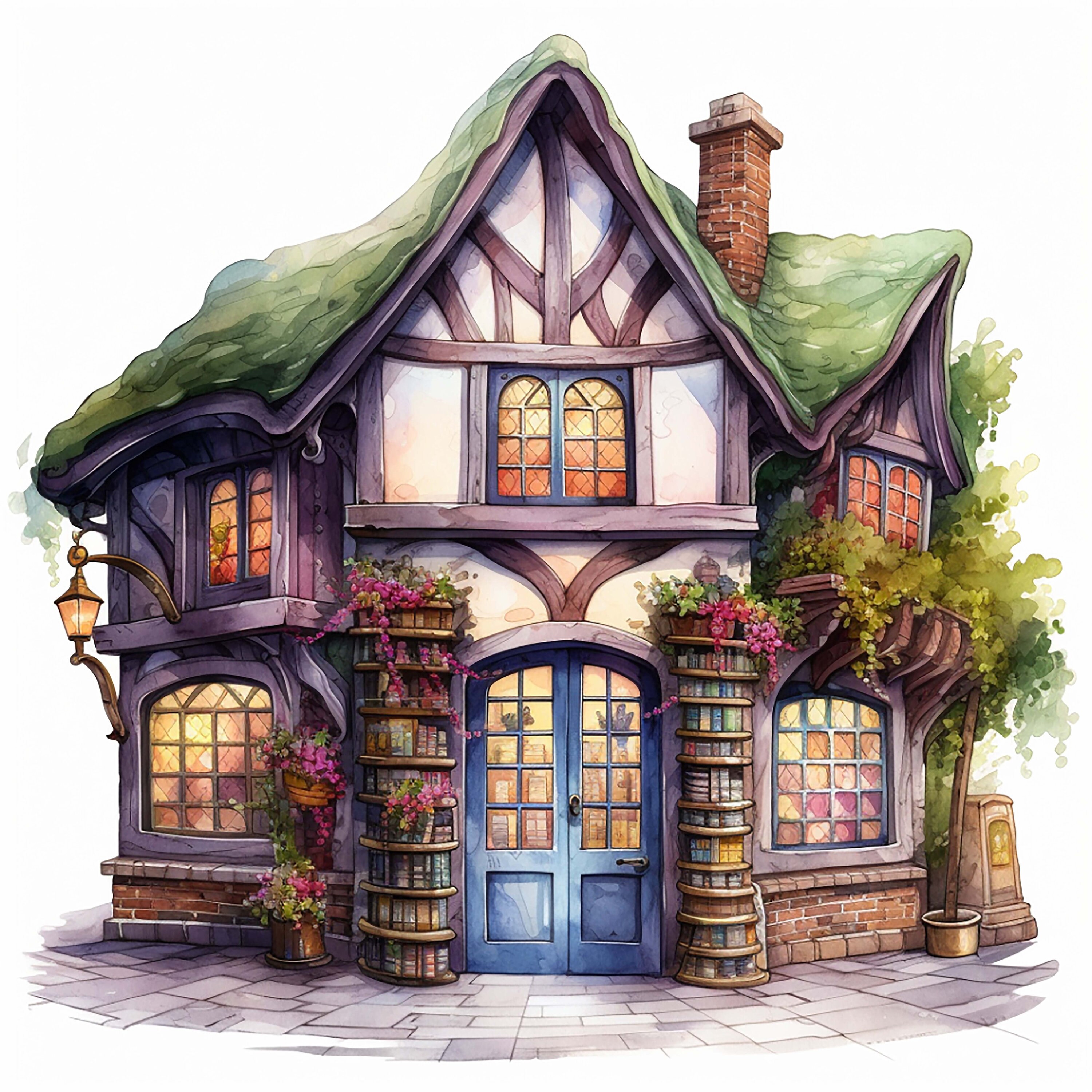 Watercolor Storefront Fantasy Clipart Fantasy Jpg Fantasy - Etsy