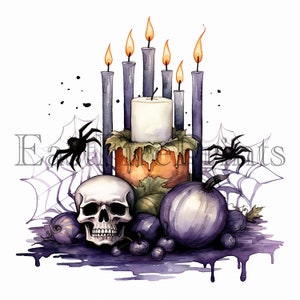 Watercolor Halloween Candle Clipart PNG, Spooky, Fall Candles Clip Art ...