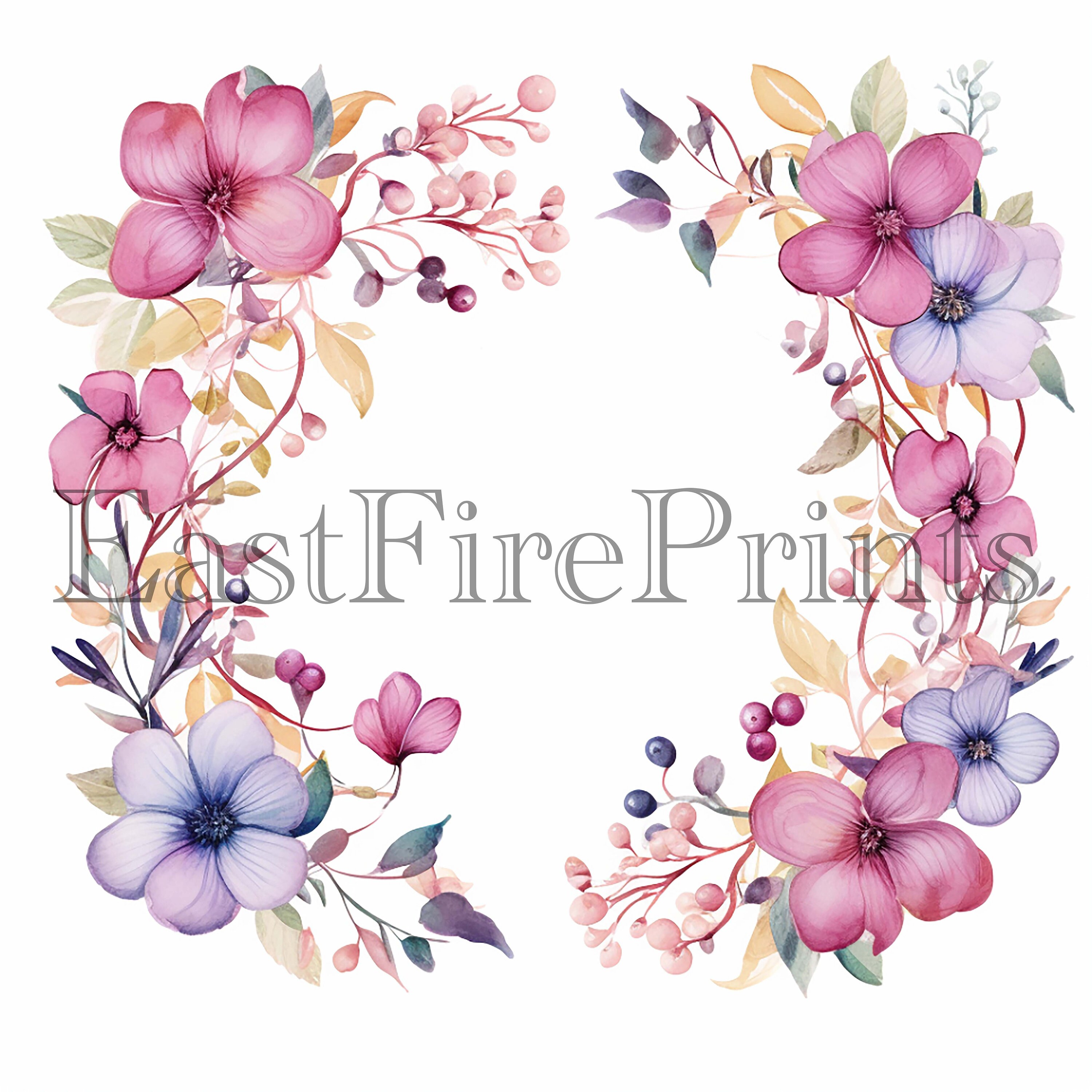 20 Watercolor Floral Border Clipart Botanical Clipart - Etsy