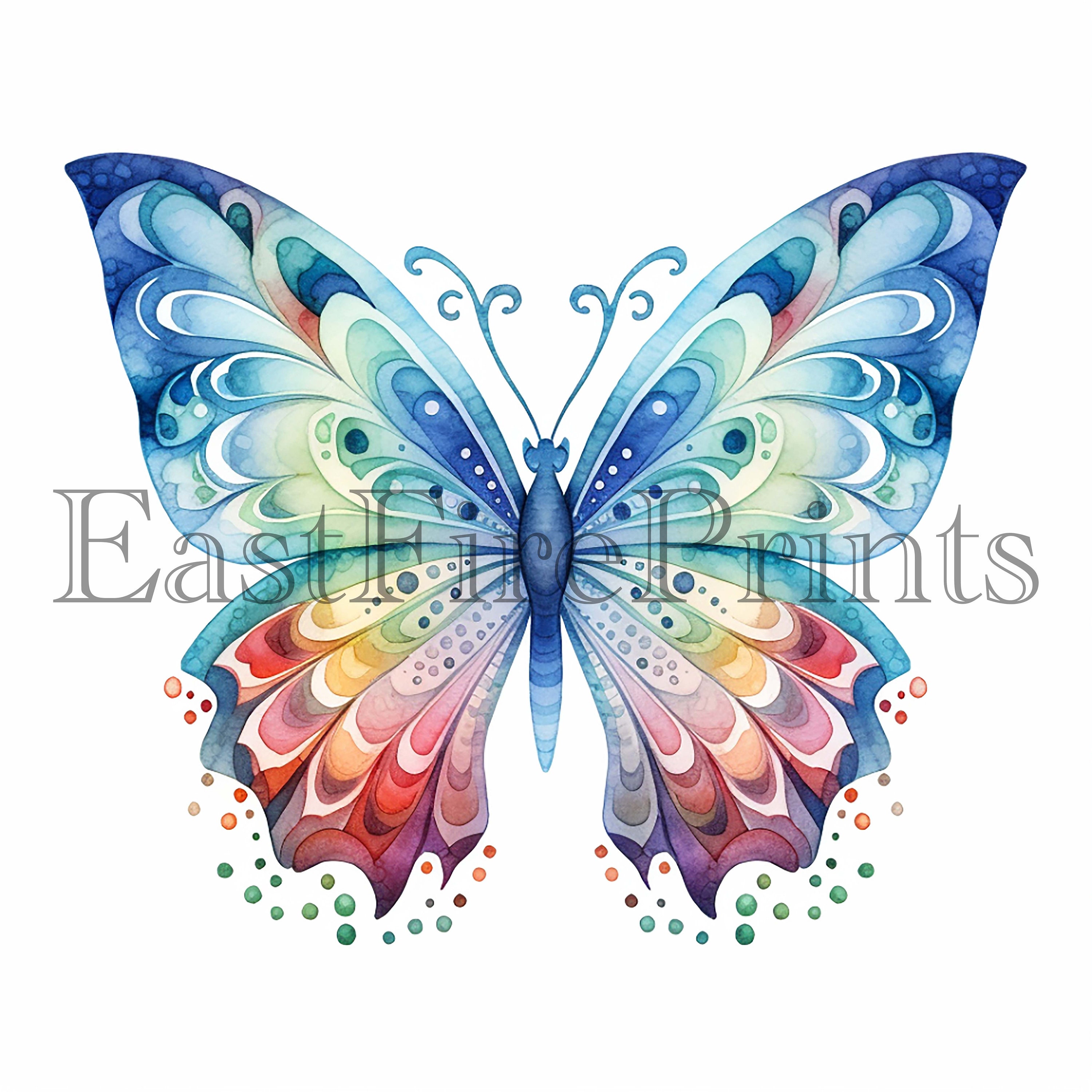 20 Retro Butterfly Watercolor Clipart Hippie Png Retro Clip - Etsy