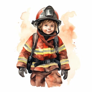 Watercolor Firefighter Clipart, Cute Graphics Nursery Clipart Children ...