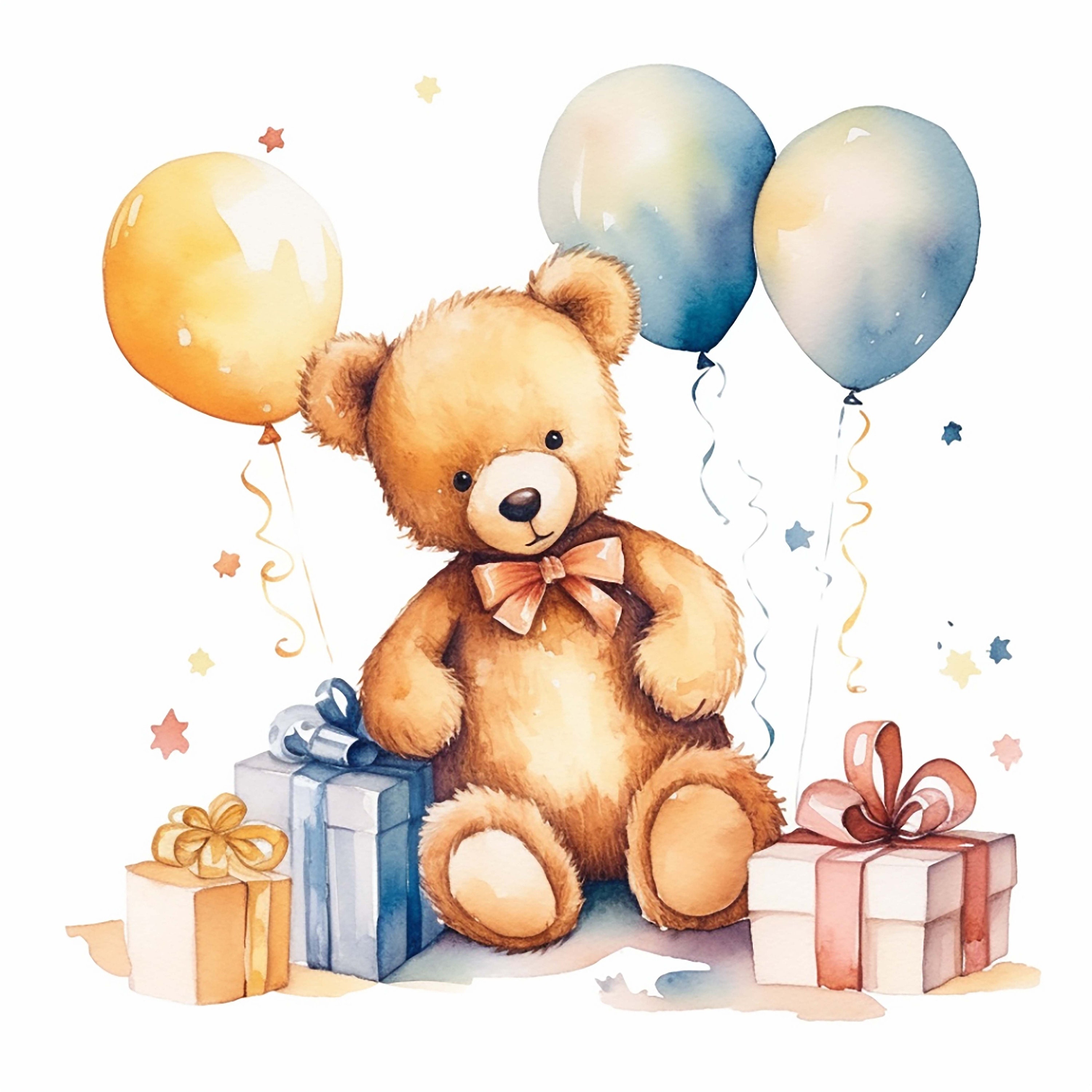 Birthday Teddy Bear Clipart High Quality PNG Nursery Decor - Etsy