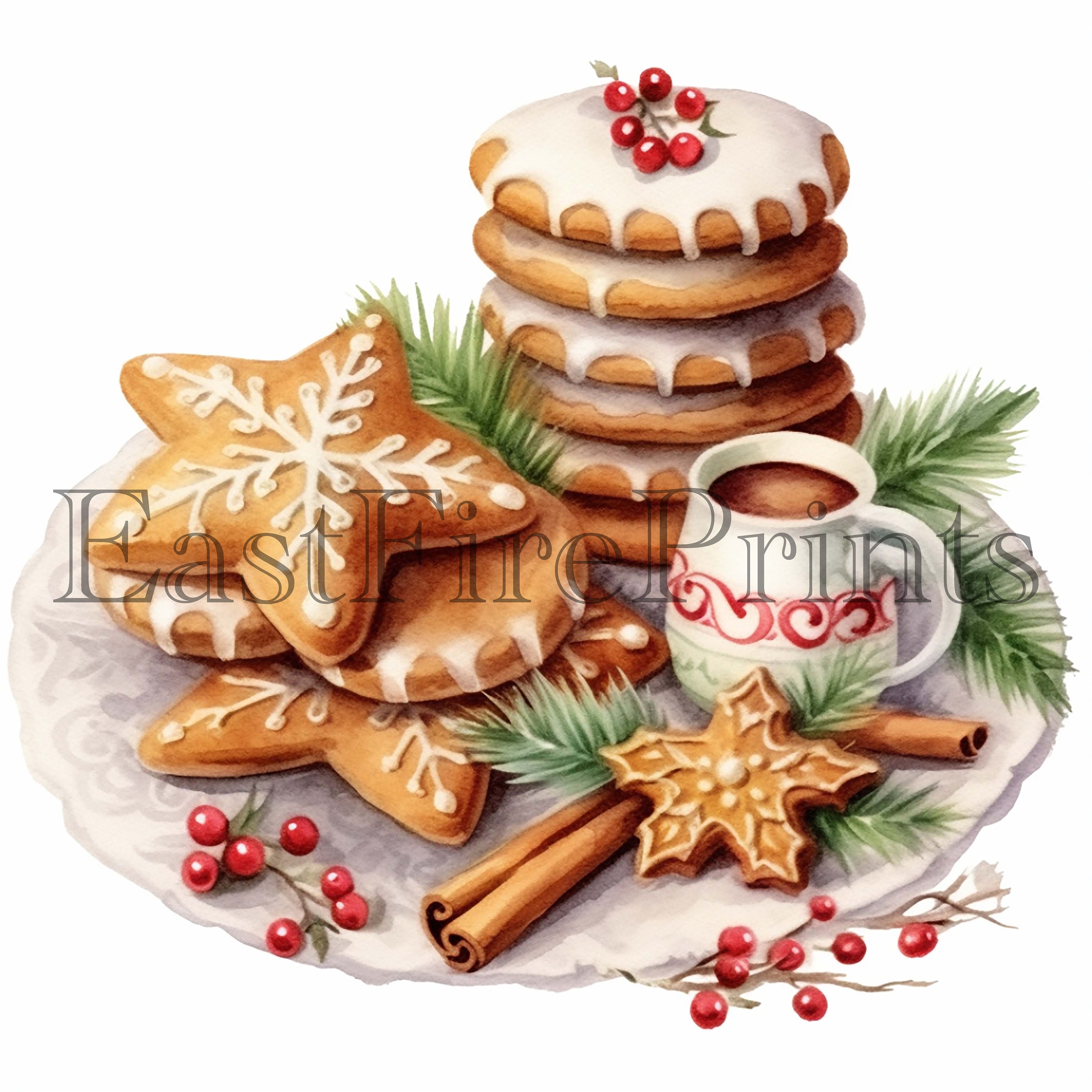 Watercolor Christmas Cookies Clipart High Quality Png Xmas - Etsy