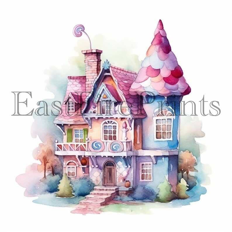 20 Watercolor Candy House Clipart PNG Fairy Tale Sweets - Etsy