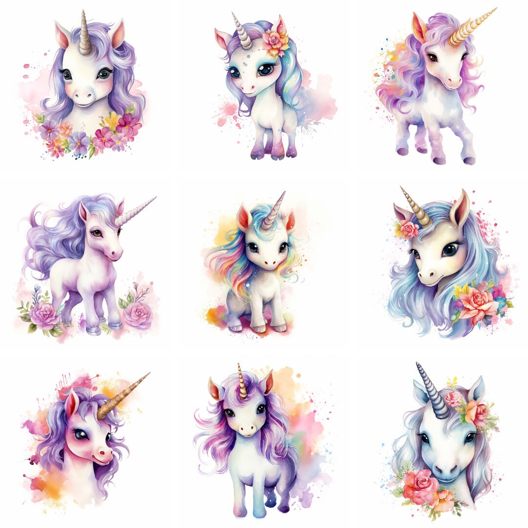 Baby Unicorn Clipart High Quality PNG Fantasy Clipart Cute - Etsy