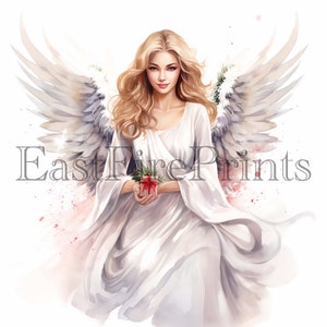 Watercolor Christmas Angel Clipart PNG Files, Xmas Clip Art, Wall ...