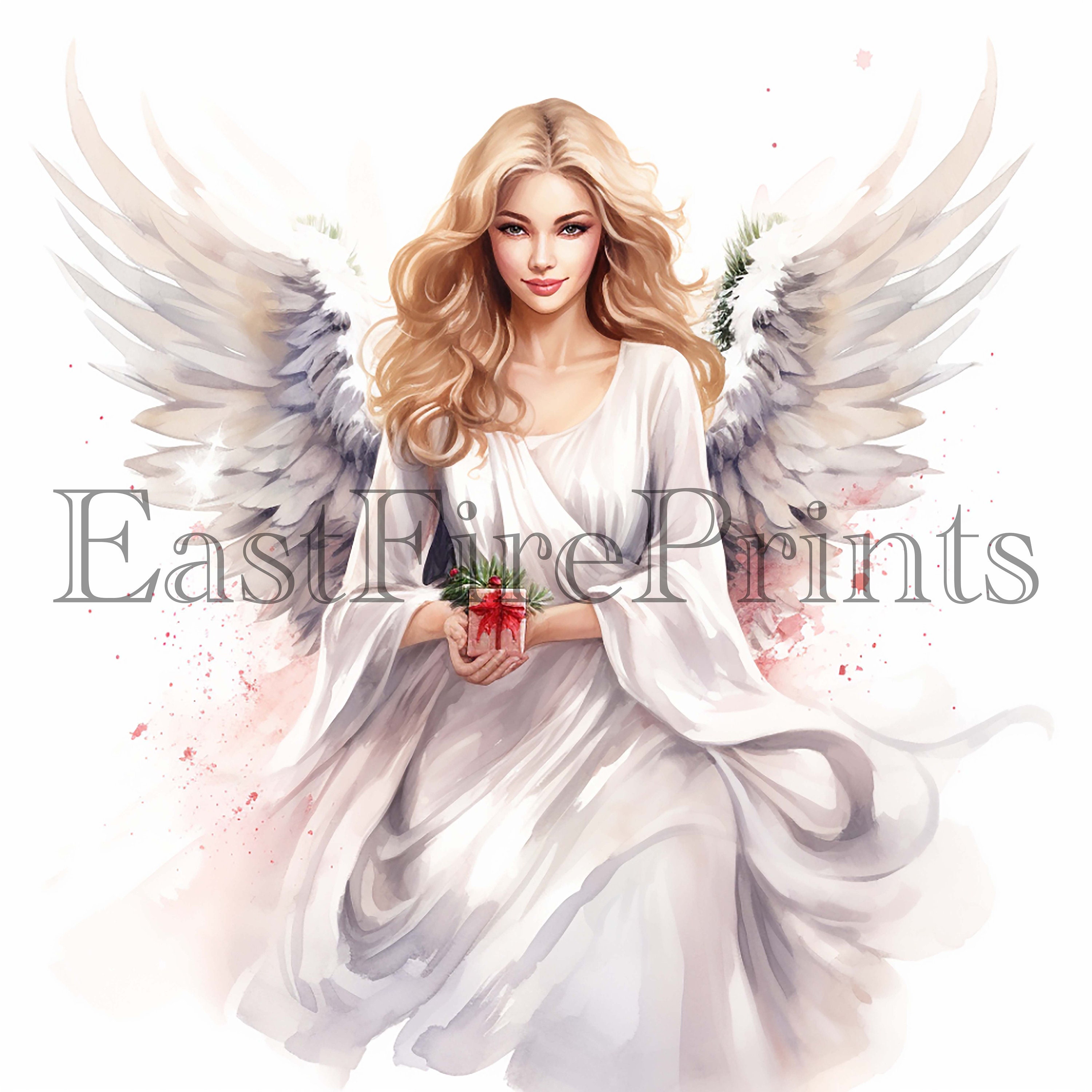 Watercolor Christmas Angel Clipart PNG Files Xmas Clip Art - Etsy