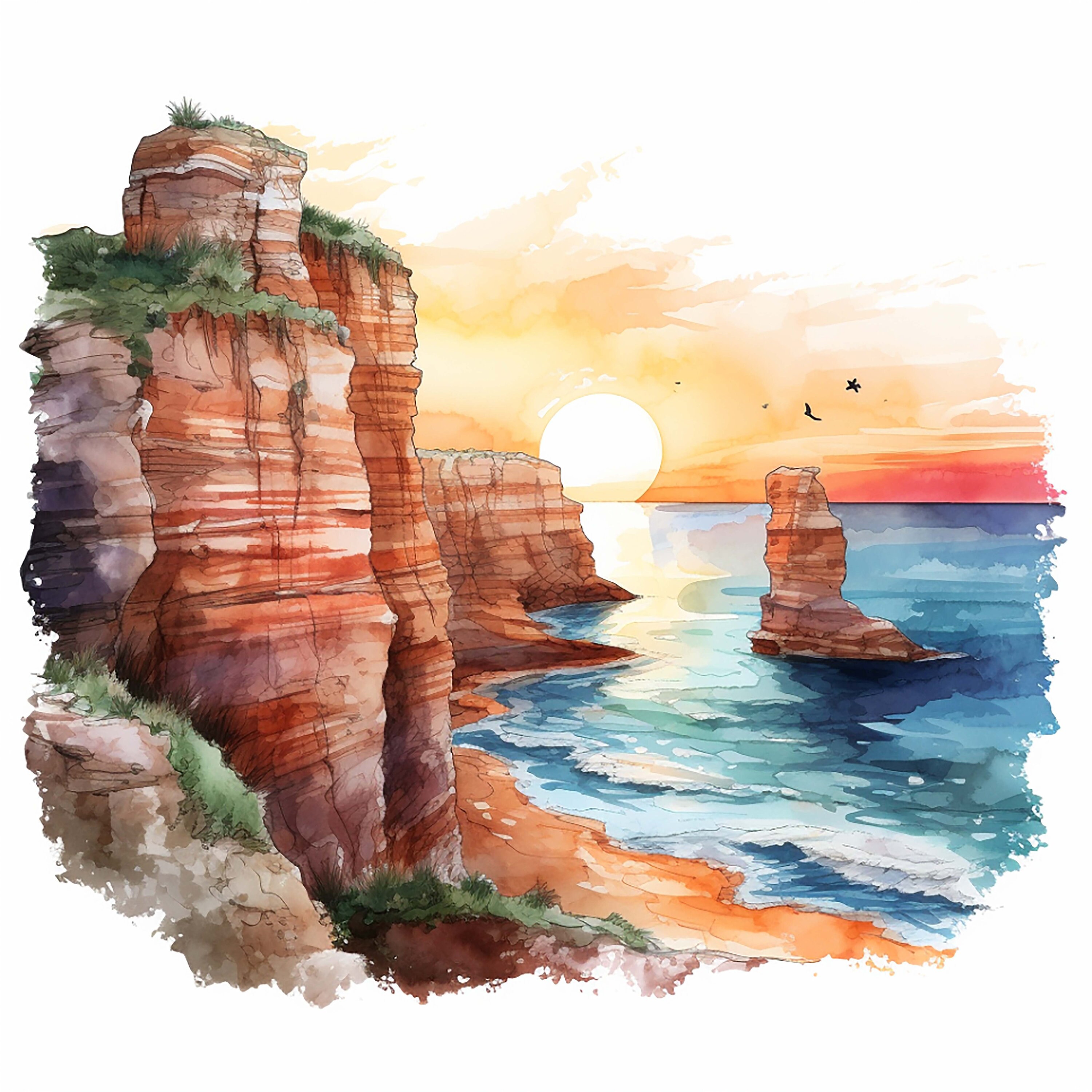 Coastal Cliff Clipart High Quality Png Scenic Clipart - Etsy