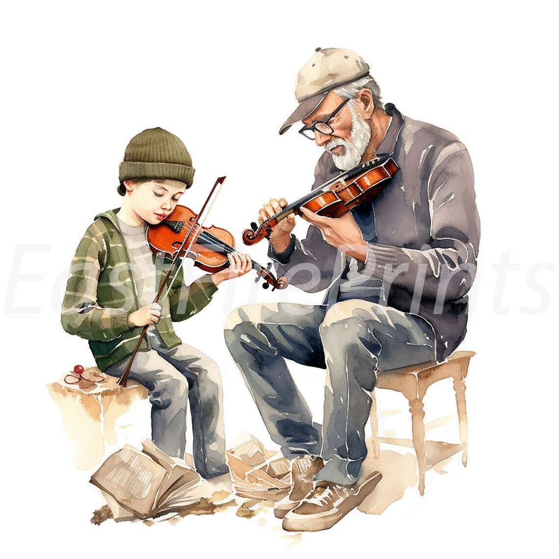 Watercolor Fathers Day Clipart Set of 5 Card Making High - Etsy