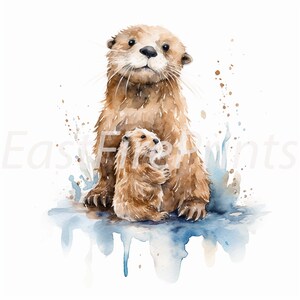 20 Watercolor Sea Otter Clipart Set - Wildlife Clipart - Commercial ...