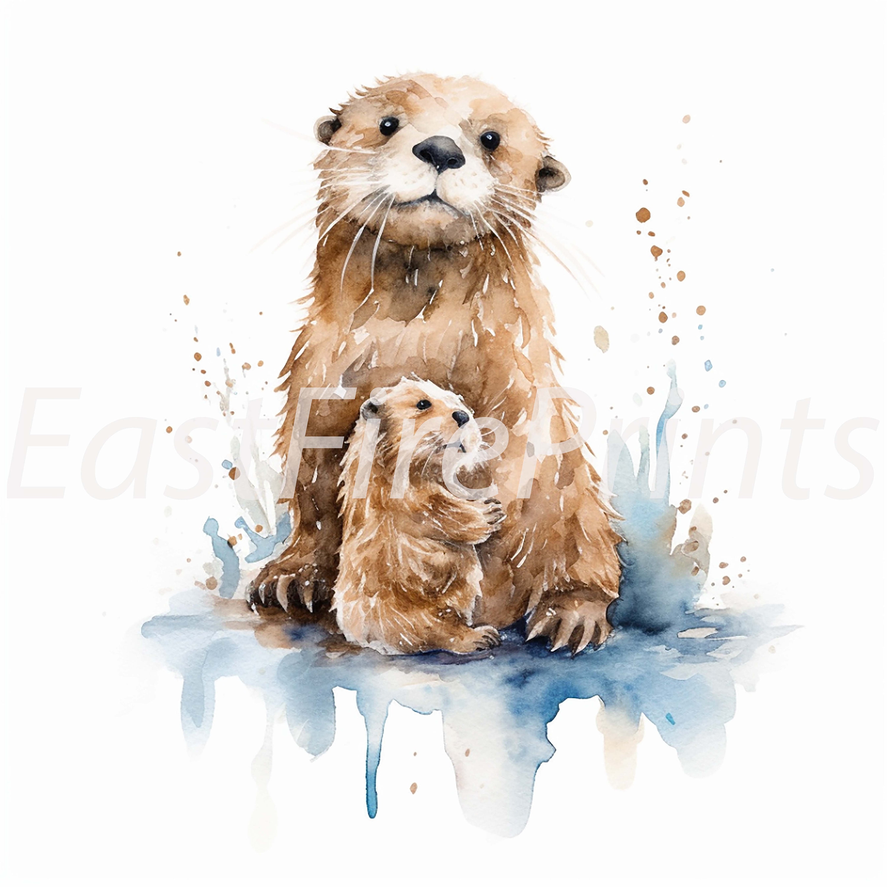 20 Watercolor Sea Otter Clipart Set Wildlife Clipart - Etsy