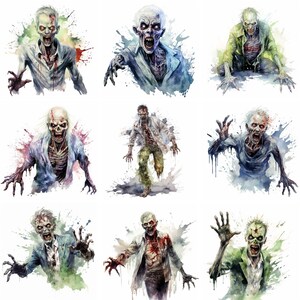 Zombie Watercolor Clipart, Horror Clipart, Zombie Clipart, Halloween ...