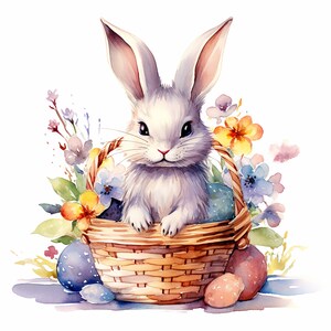 Easter Bunny Basket Clipart, High Quality PNG, Easter Clipart, Cute ...
