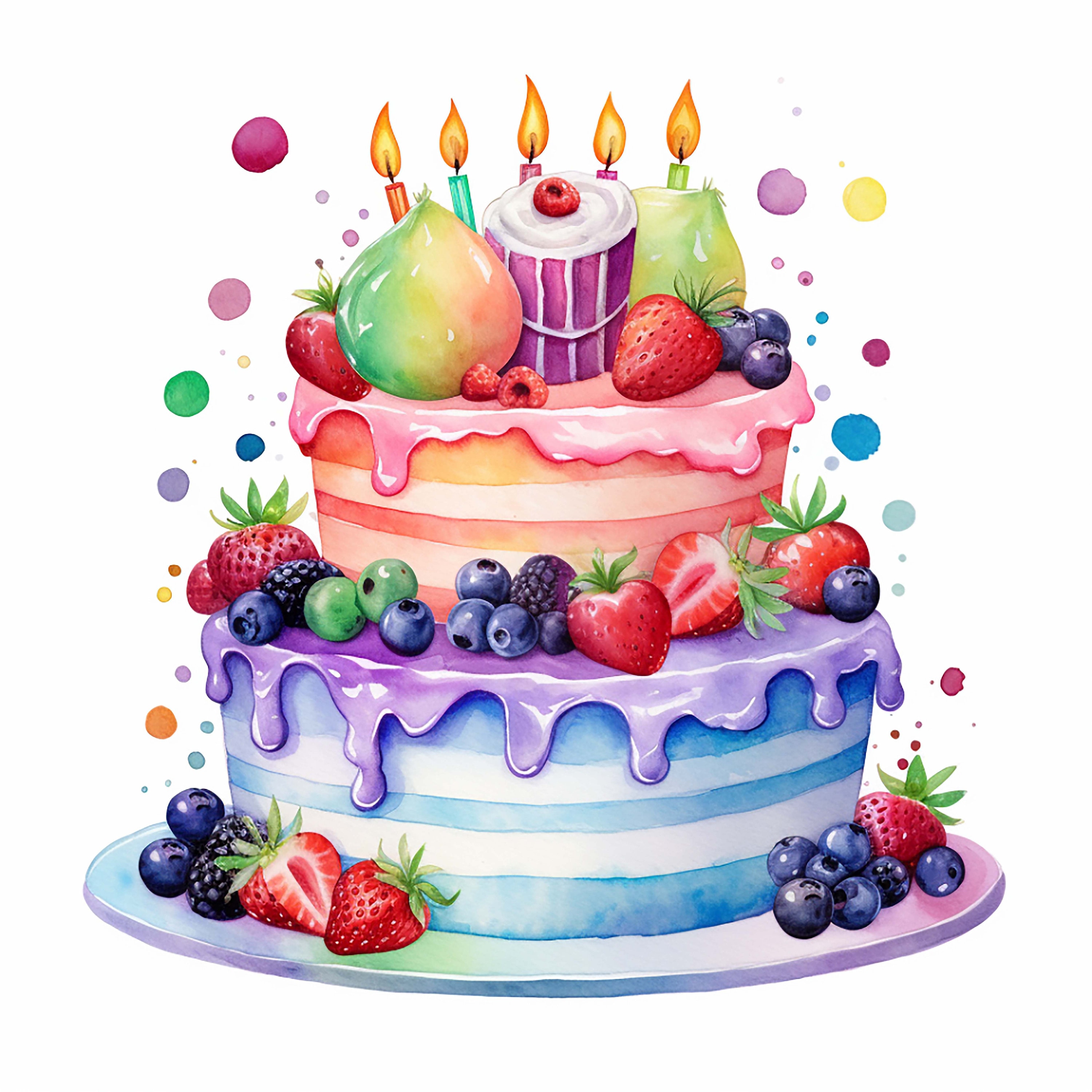 Rainbow Birthday Cake Clipart High Quality Png Cake Png - Etsy