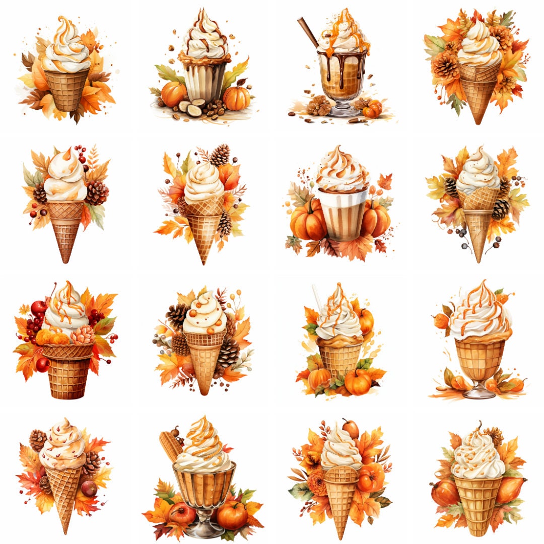 Autumn Ice Cream Clipart, Sweets Clipart, Autumn Ice Cream, Fall Png ...