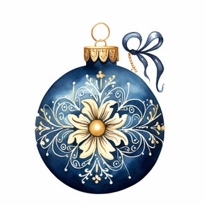 Watercolor Blue Christmas Ornament Clipart, High Quality JPG, Card ...