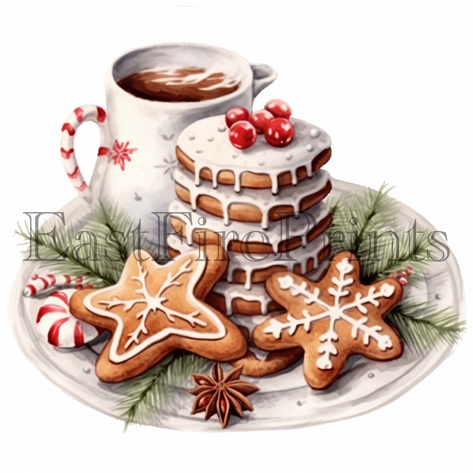 Watercolor Christmas Cookies Clipart High Quality Png Xmas - Etsy