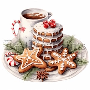 Watercolor Christmas Cookies Clipart, High Quality Png, Xmas Graphics ...