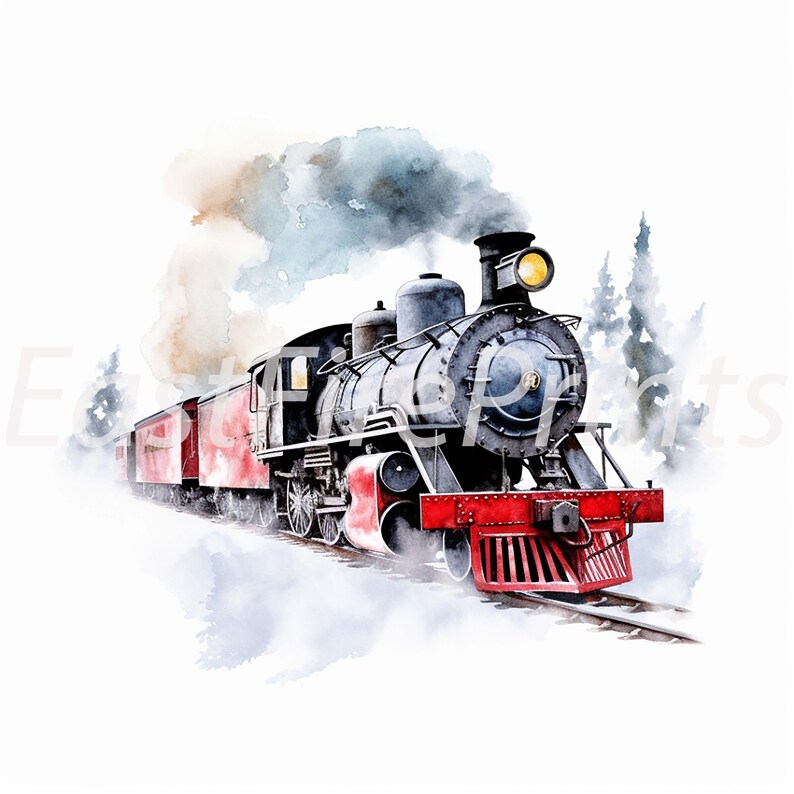 Set of 20 Watercolor Steam Train Clipart Vintage Railroad - Etsy