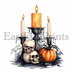 Watercolor Halloween Candle Clipart PNG, Spooky, Fall Candles Clip Art ...
